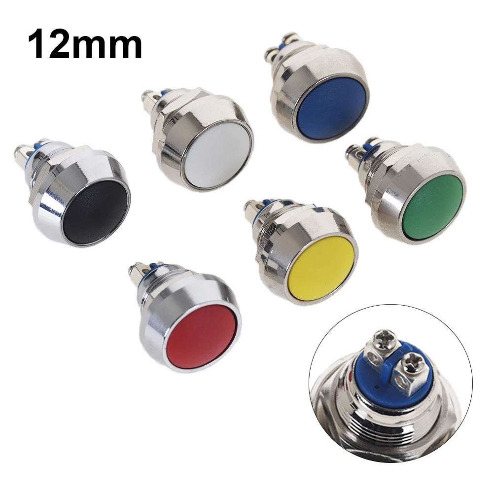 12mm 1NO Waterproof Momentary Reset Metal Button Switch Small Miniature ...