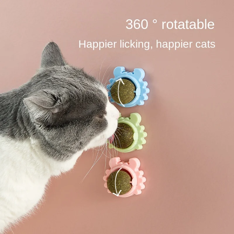 Natural Catnip Cat Wall Stick-on Ball Toy Candy Licking Treats Healthy ...