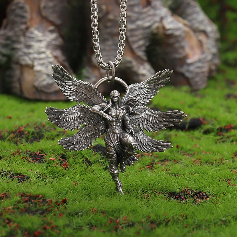 Retro-Mythical-Seraph-Warrior-Patron-Saint-Pendant-Necklace-for-Men-and ...