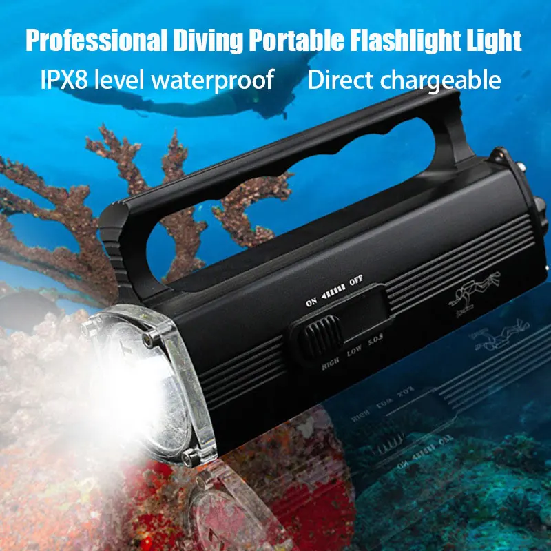 Portable Diving Flashlight Super Bright IPX8 Underwater Waterproof ...