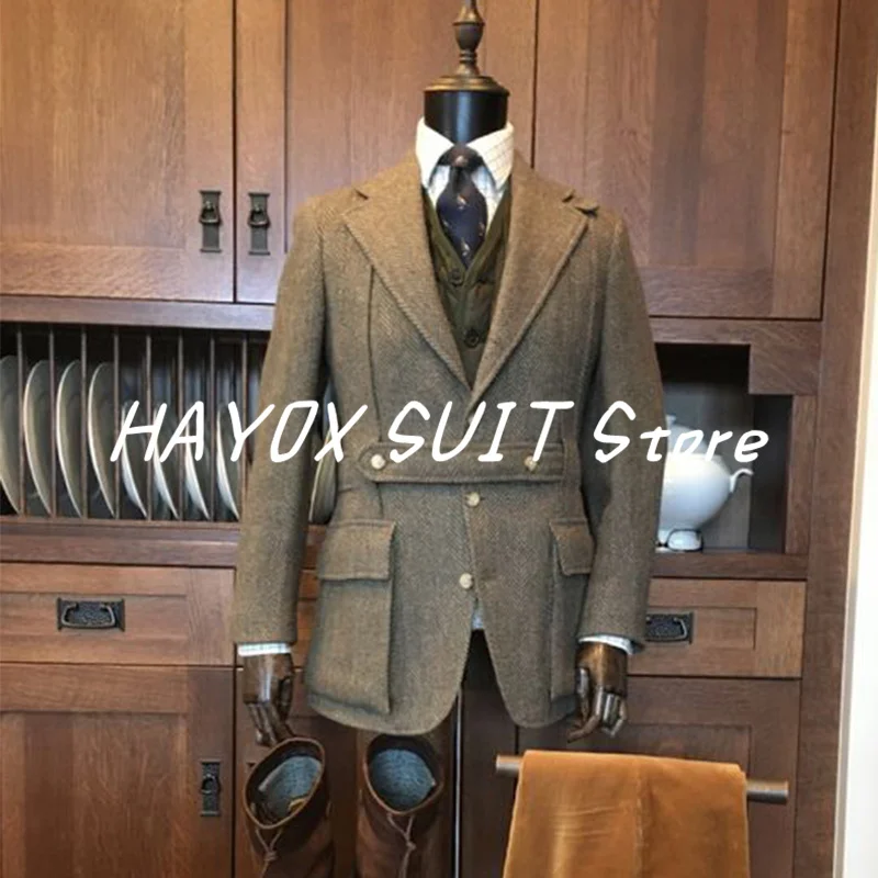 2022-New-Vintage-Men-s-Herringbone-Jacket-Slim-Fit-Men-Ensembles-De ...