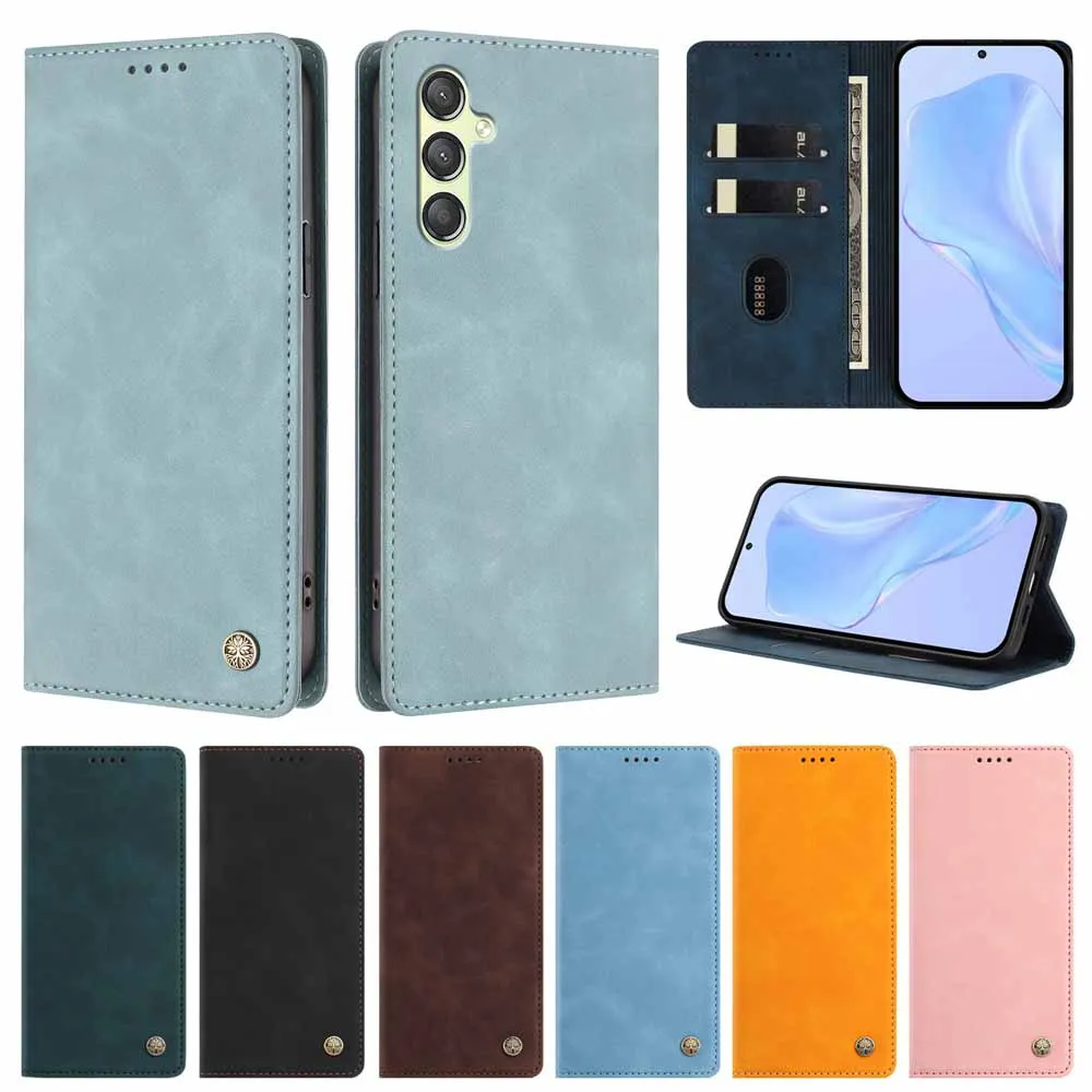 Galaxy A24 Rivet Leather Phone Case on for Funda Samsung Galaxy A24 SM ...