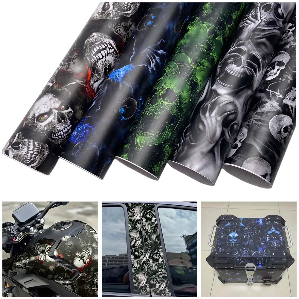 Skull Camo Wrap Vinyl Motorcycle Modification Film Car Body Change ...