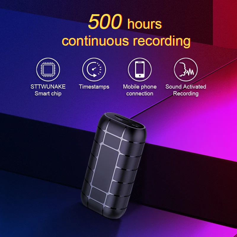 Mini voice activated recorder 500hours digital recording device ...