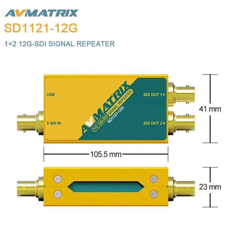 Avmatrix SD1121-12G 1 × 2 12g-sdi repetidor de sinal suporte DVB-ASI sinal detecta ...
