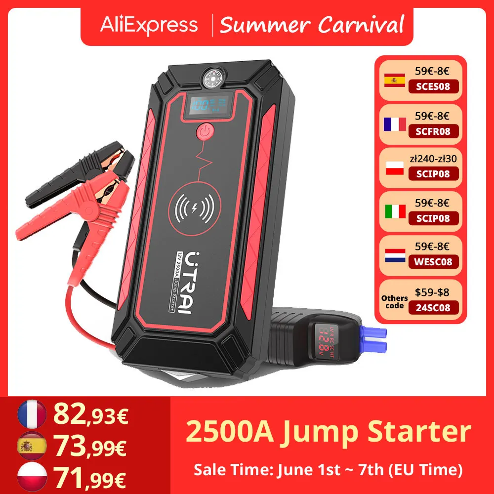 UTRAI-Car-Jump-Starter-2500A-Power-Bank-Car-Battery-with-10W-Wireless ...