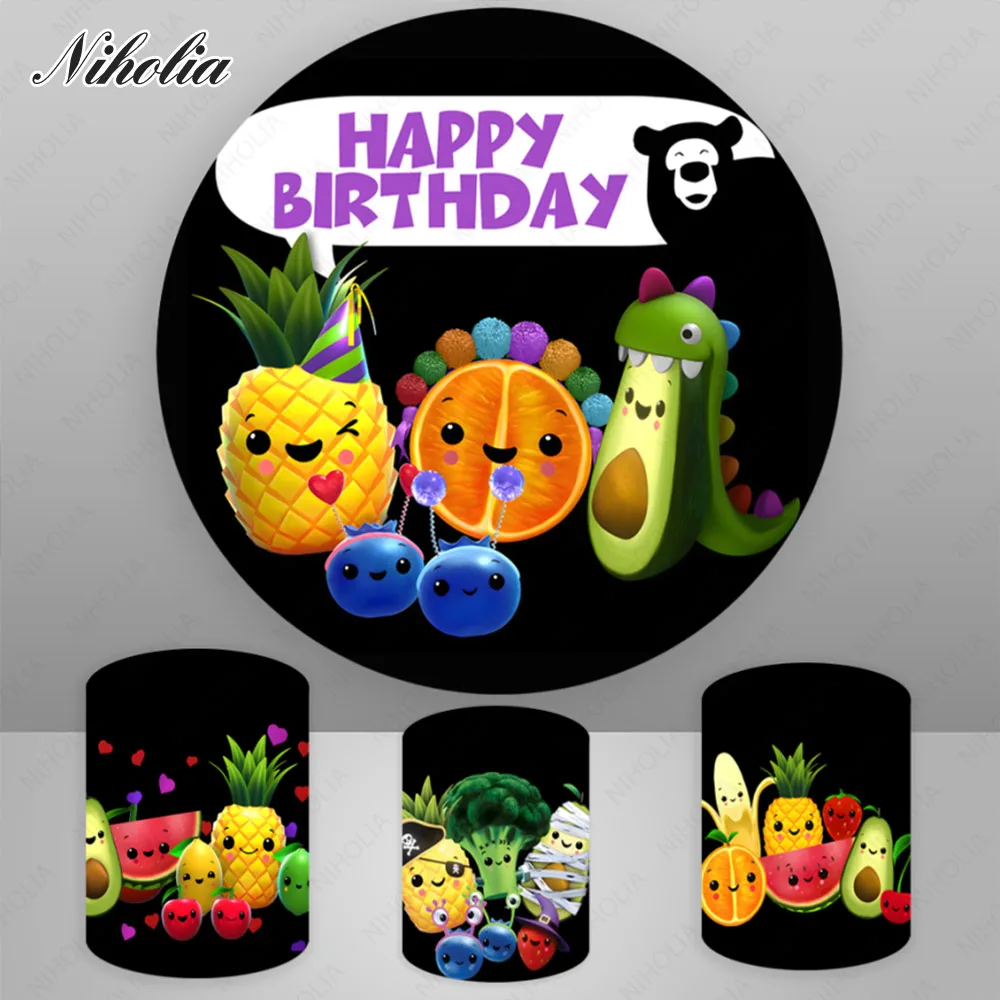 Hey-Bear-Sensory-Round-Backdrop-Kids-Birthday-Fruit-Banana-Circle ...
