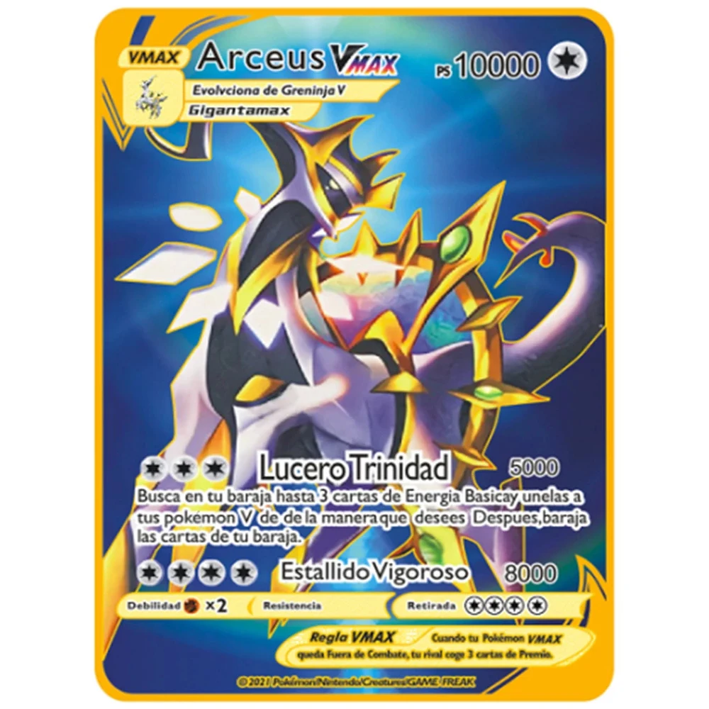 10000PS-Arceus-Vmax-Pokemon-Cards-Metal-Spanish-English-Pikachu ...