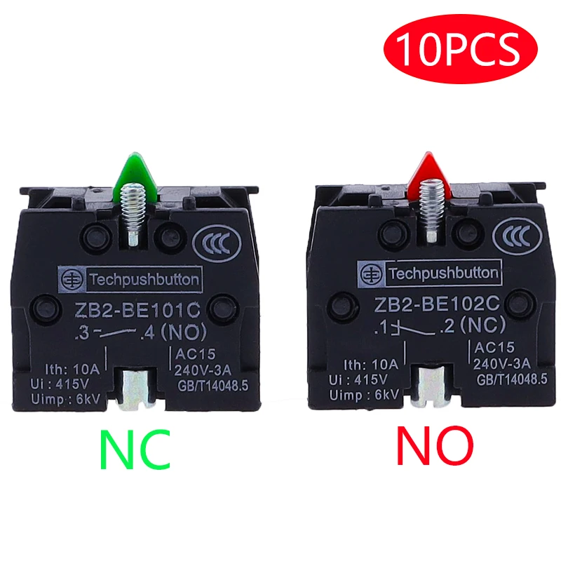 10pcs-XB2-Series-Accessory-10A-Silver-Brass-Contact-Block-Push-Button ...