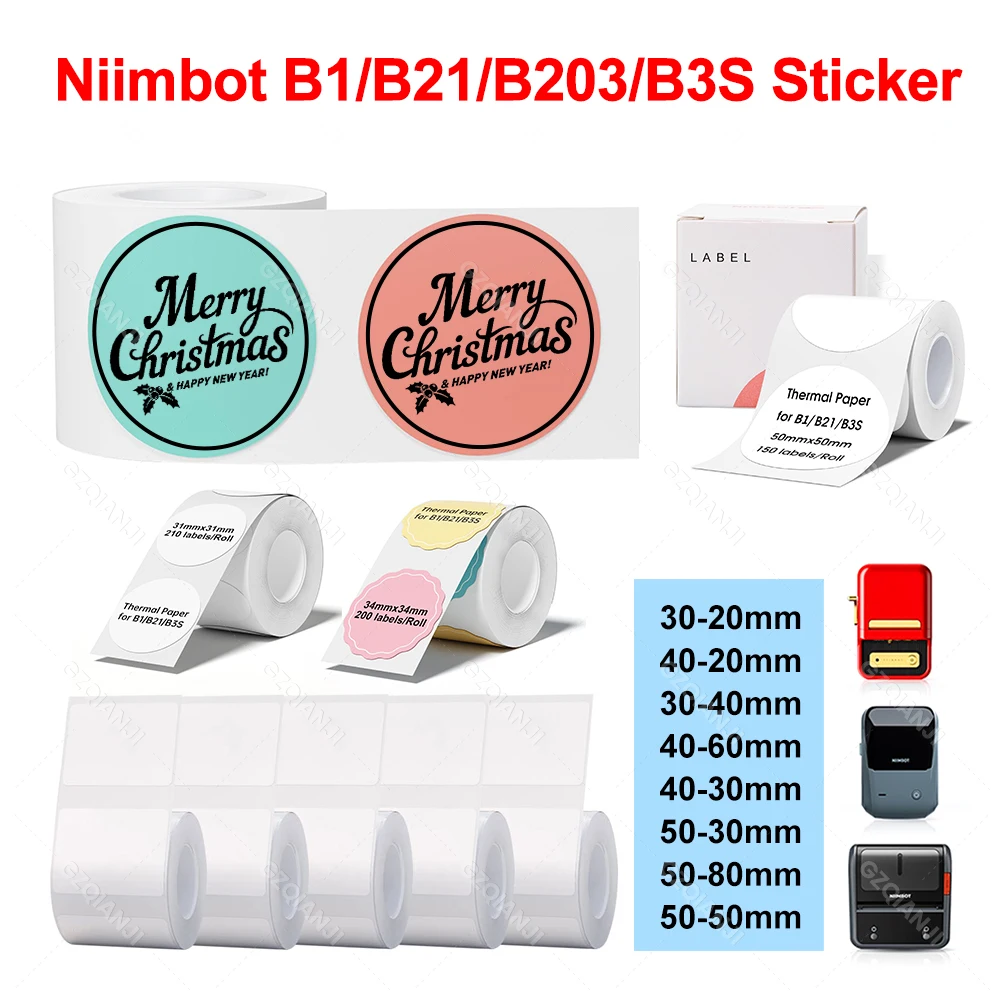 Niimbot-Official-Label-Paper-Roll-Round-White-Transparent-Sticker-Paper ...