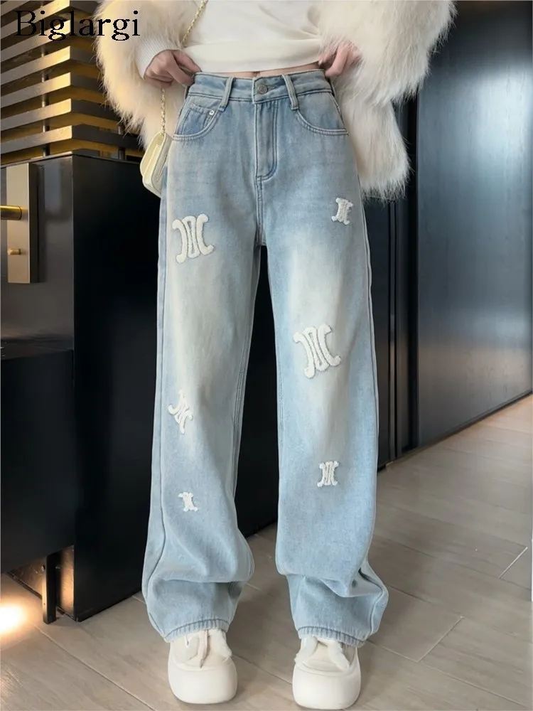 Jeans-Spring-Pant-Women-Letter-Embroidery-Fashion-Korean-Style-High ...