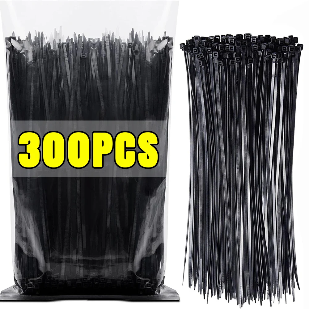 300-100Pcs-Nylon-Cable-Ties-Adjustable-Self-locking-Cord-Ties-Straps-Fastening-Loop-Reusable ...