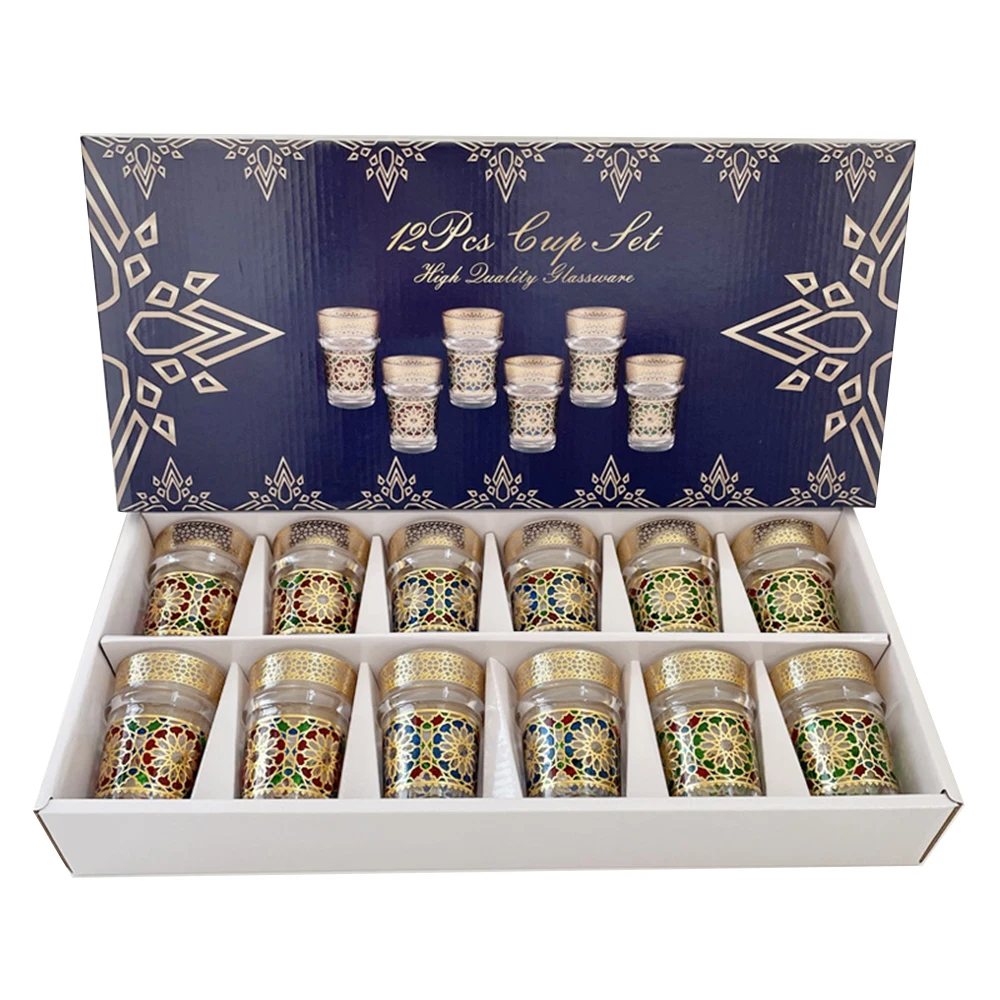 12-piece set, Light luxury style Moroccan glass cup, Türkiye Saudi ...