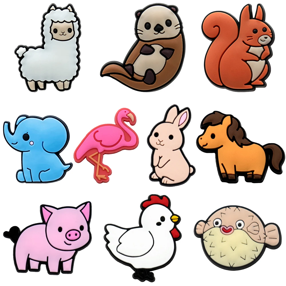 10pcs-Cute-Animals-Shoe-Charms-Puffer-Fish-Elephant-Flamingo-Shoe ...