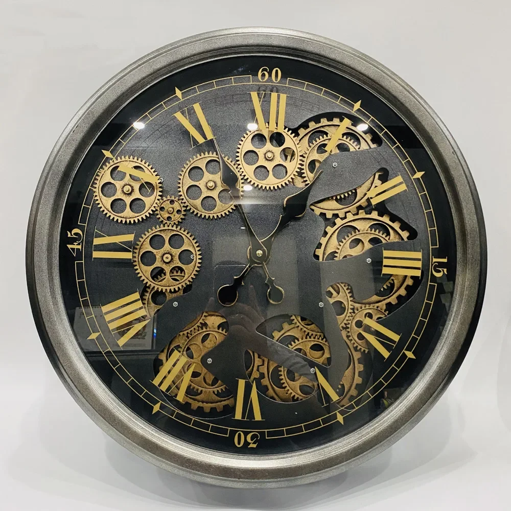 High-grade-European-American-Industrial-Style-Metal-Gear-Wall-Clock ...