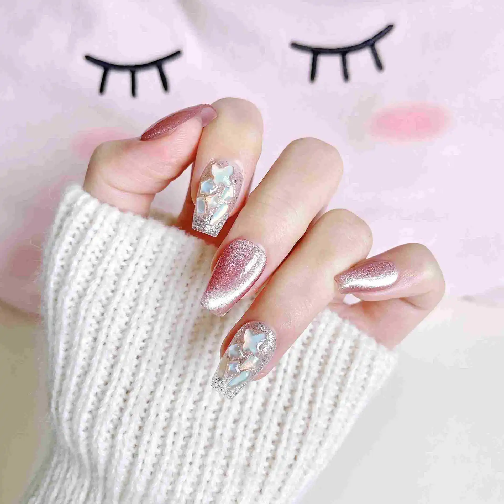 Handmade-Manicures-10-PCS-Short-Trapezoidal-Spar-Cat-s-Eye-Starry-Sky ...