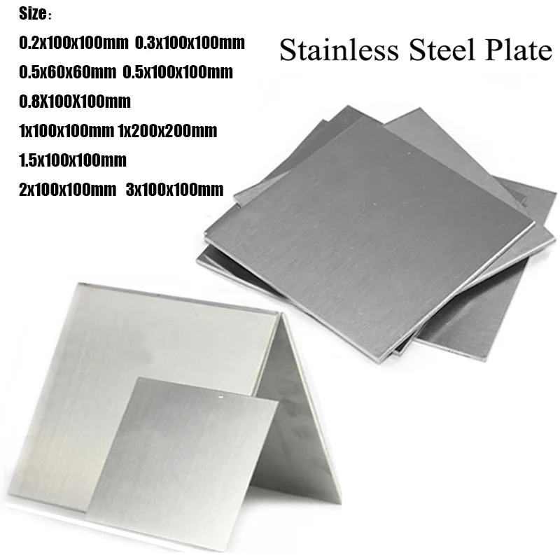 1pcs 304 Stainles Steel square plate Polished Plate Sheet Thick thin ...