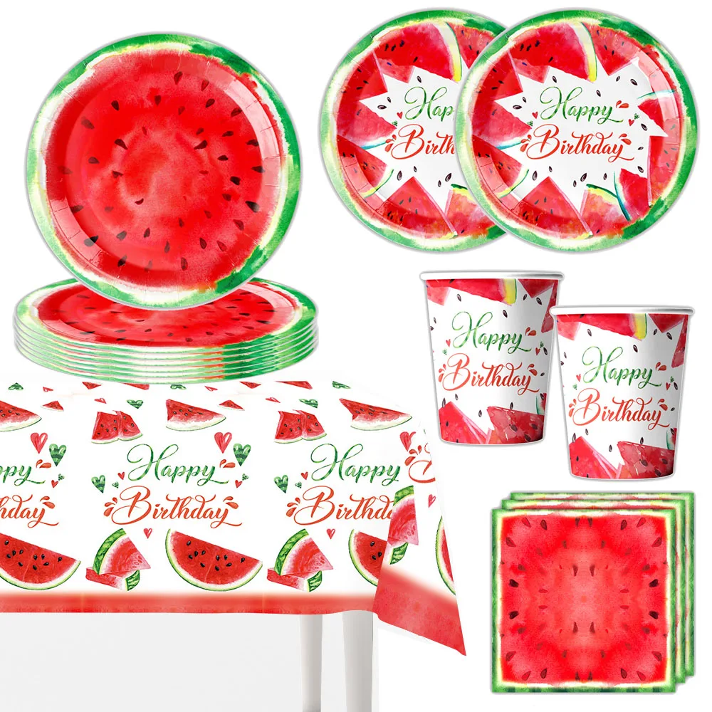 Watermelon-Party-Supplies-Tableware-Plates-Cups-Napkins-Tablecloth-Baby ...
