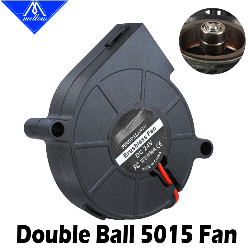 3D Printer Blower Fan 5015 12V 0.28A/24V 0.1A Dual Bearing Fan ...