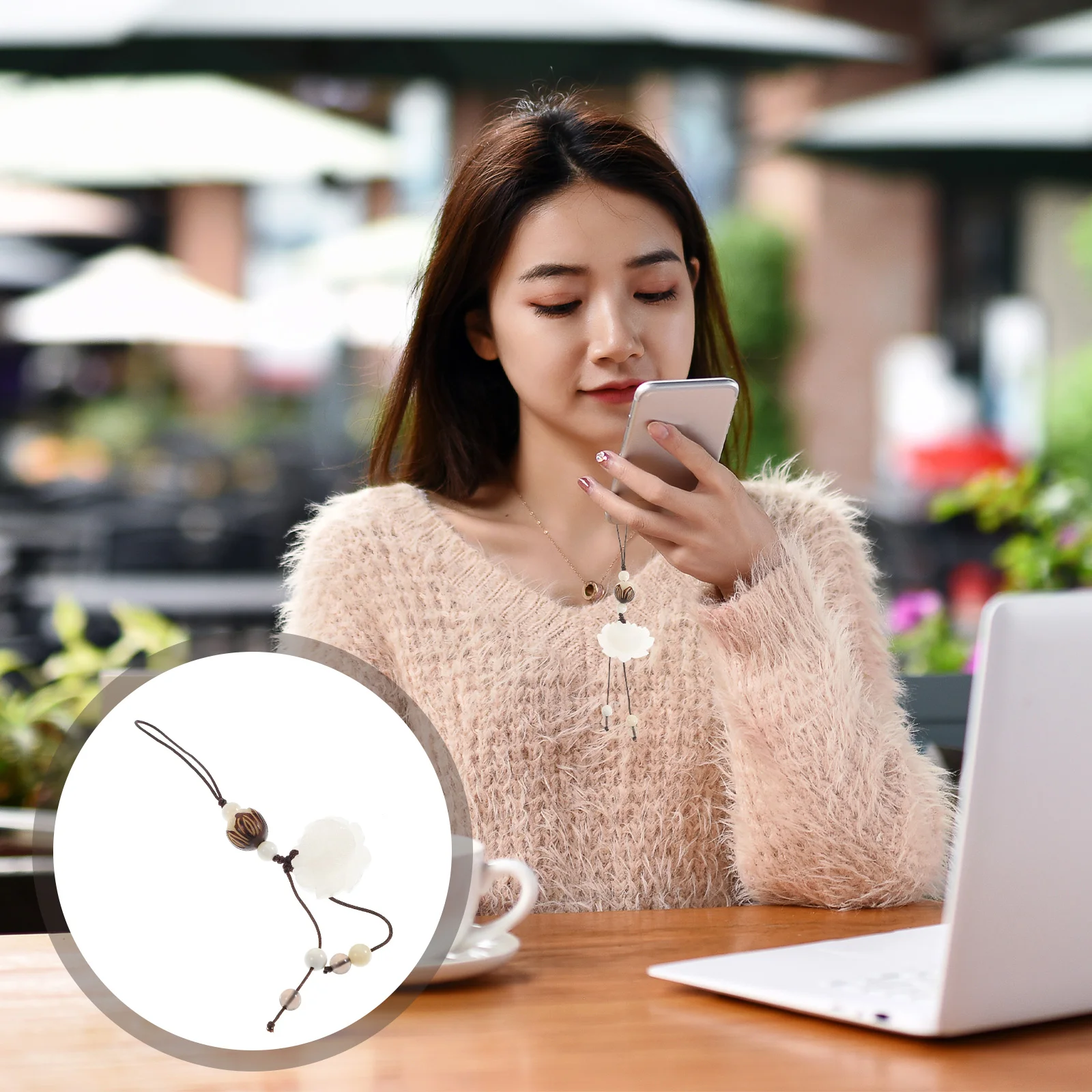 Hand-Wrist-Lanyard-Strap-String-Hand-woven-Chinese-Style-White-Bodhi ...