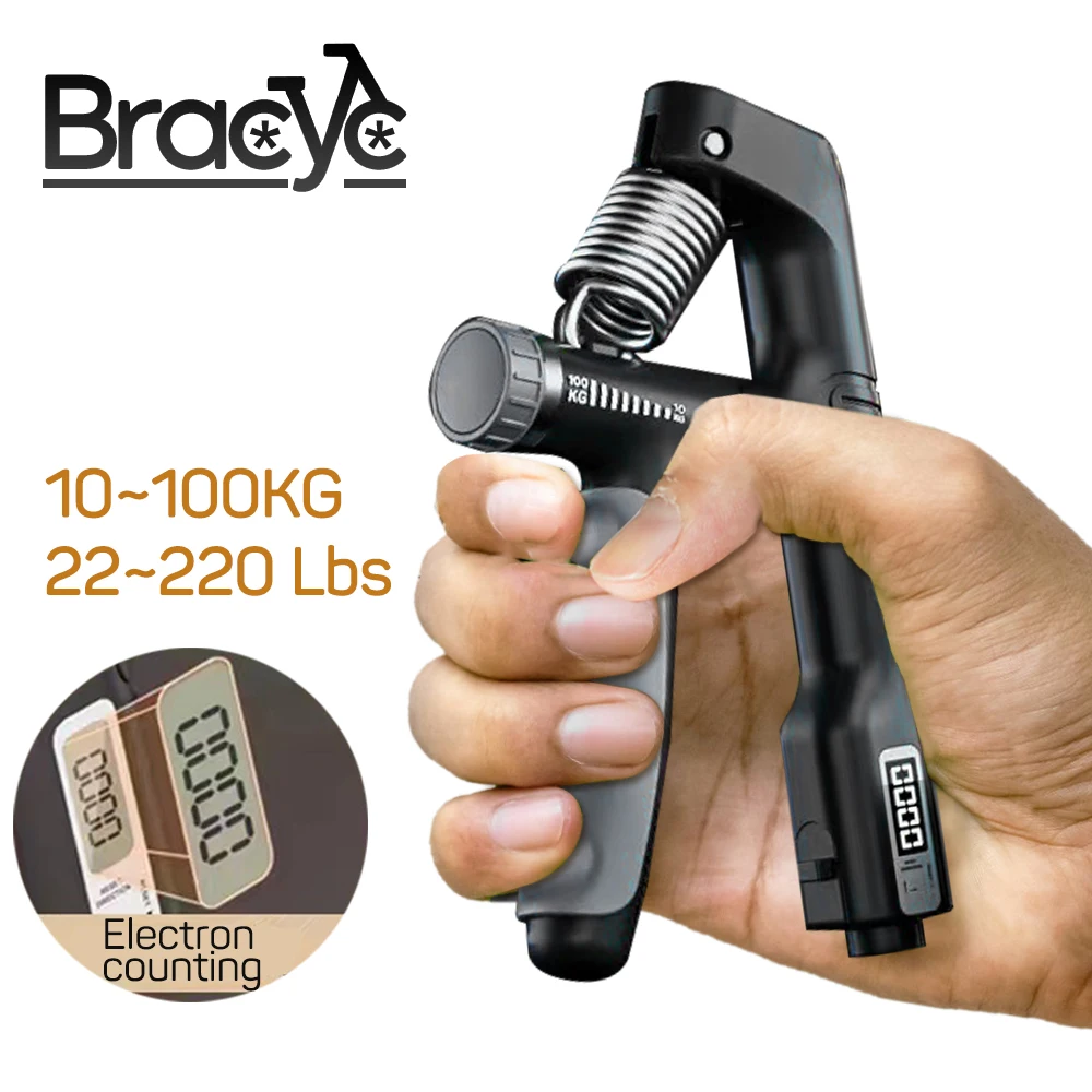 10-100Kg Adjustable Hand Grip Strengthener Trainer Forearm Exercise ...