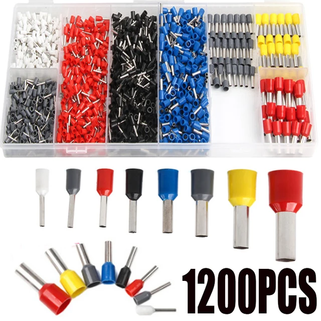1200Pcs Tube terminal Insulated Cord Wire Connector Electrical Crimp 8 ...