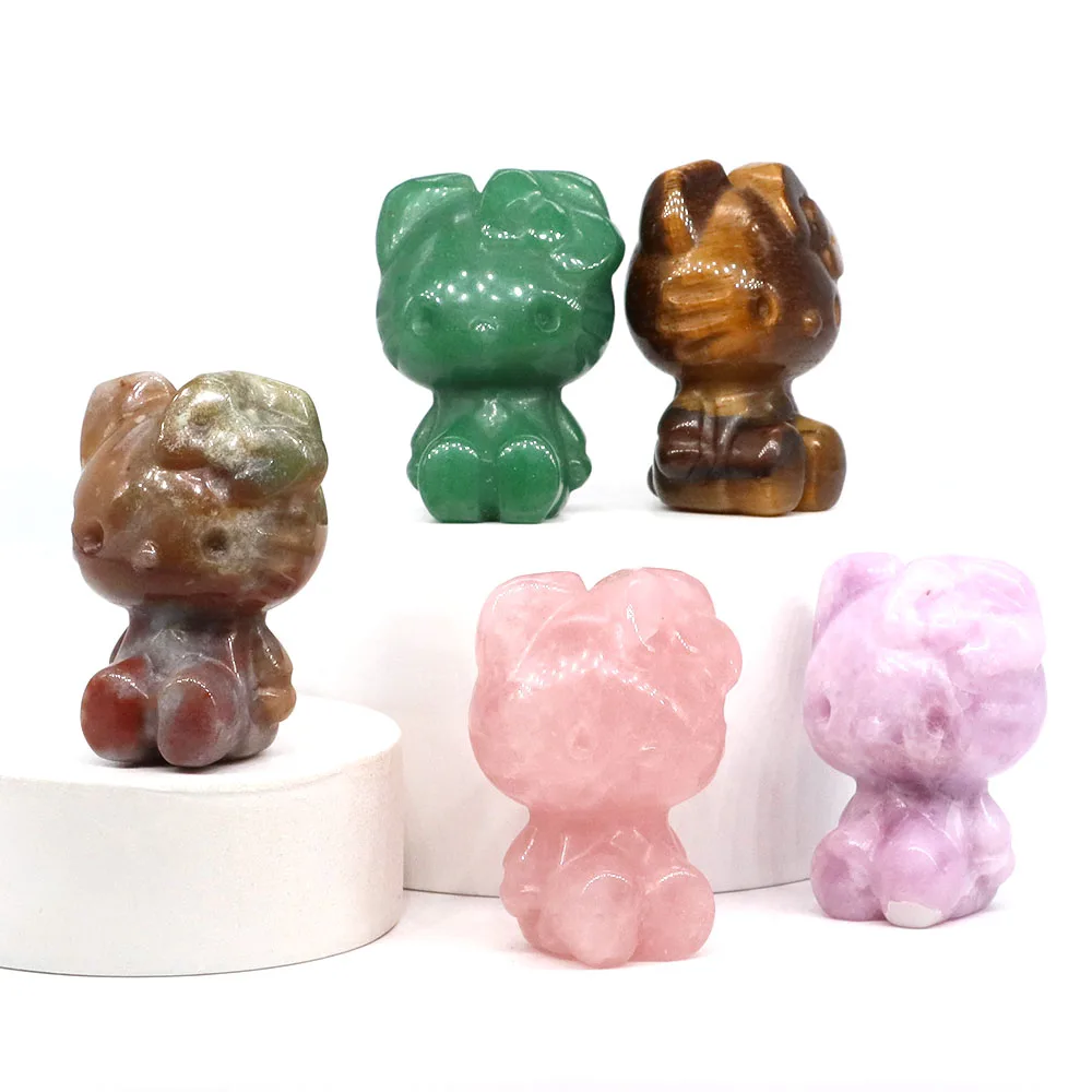 1-4-Cute-Cartoon-Cat-Statue-Natural-Stones-Crystal-Rose-Quartz-Tiger ...