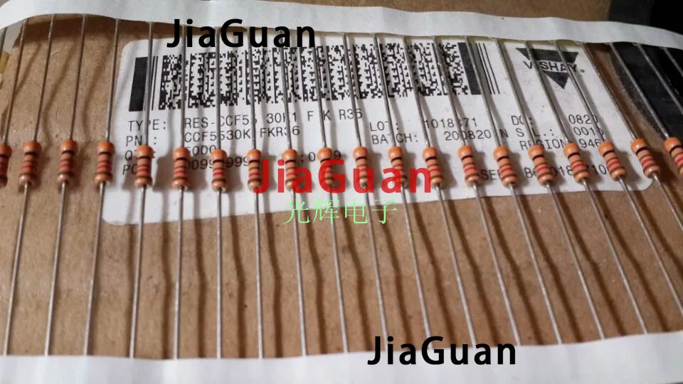 50pcs Vishay Dale Ccf55 0.25w 30.1k 1% Metal Film Color Ring Resistors ...