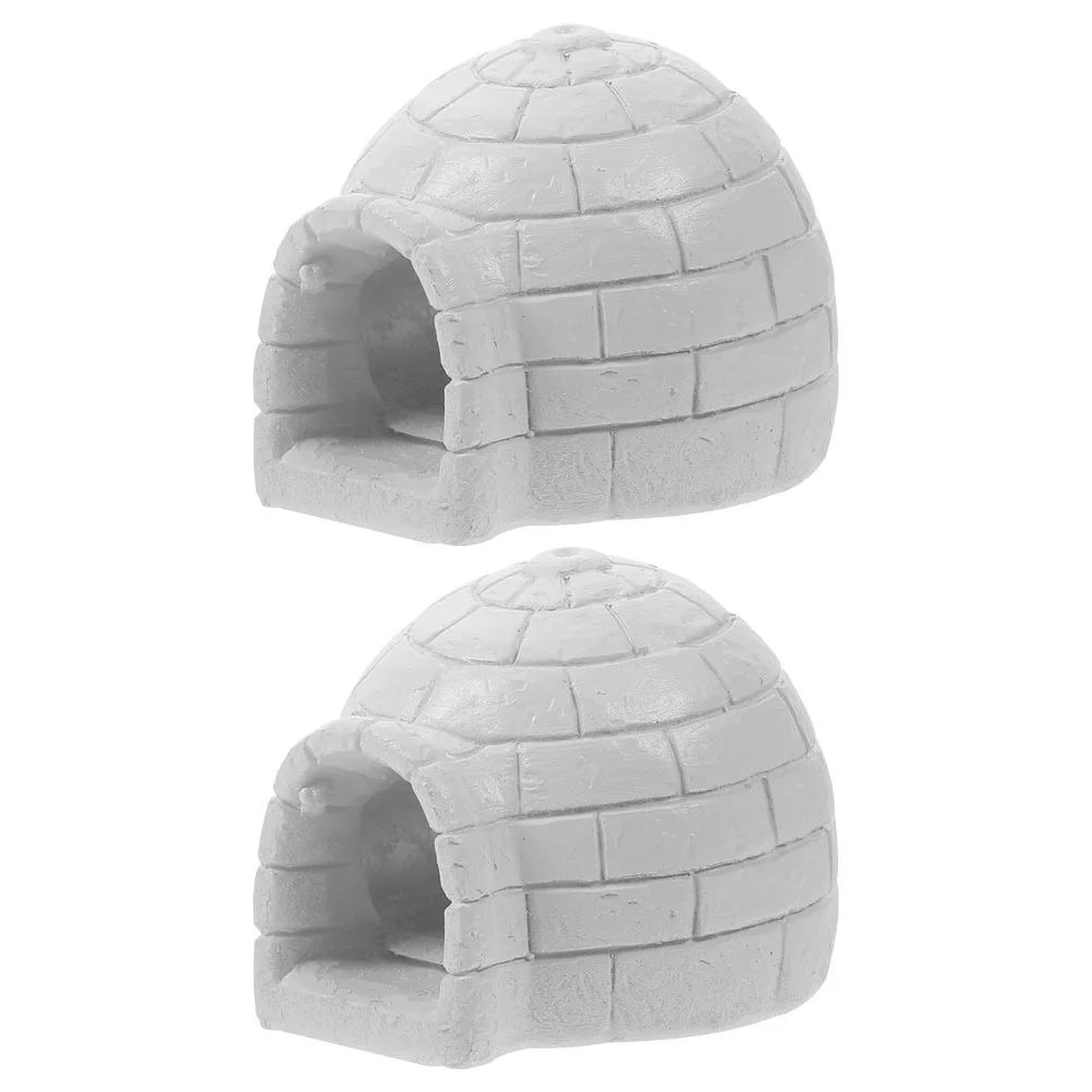 2 Pcs Miniature Ice House Decorations Resin Craft Statue Igloo Model ...