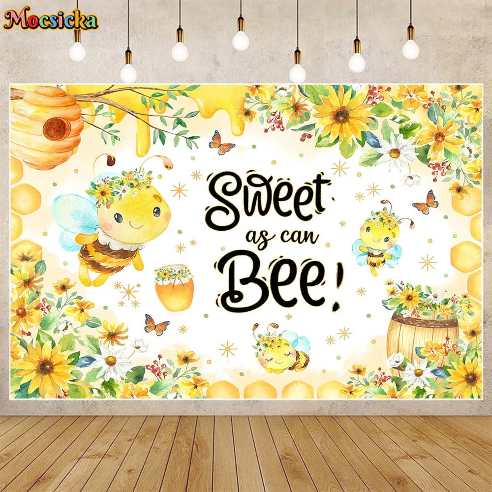 Mocsicka-Sweet-As-Can-Bee-Backdrop-Honey-Bee-Sunflower-Boys-Girl ...
