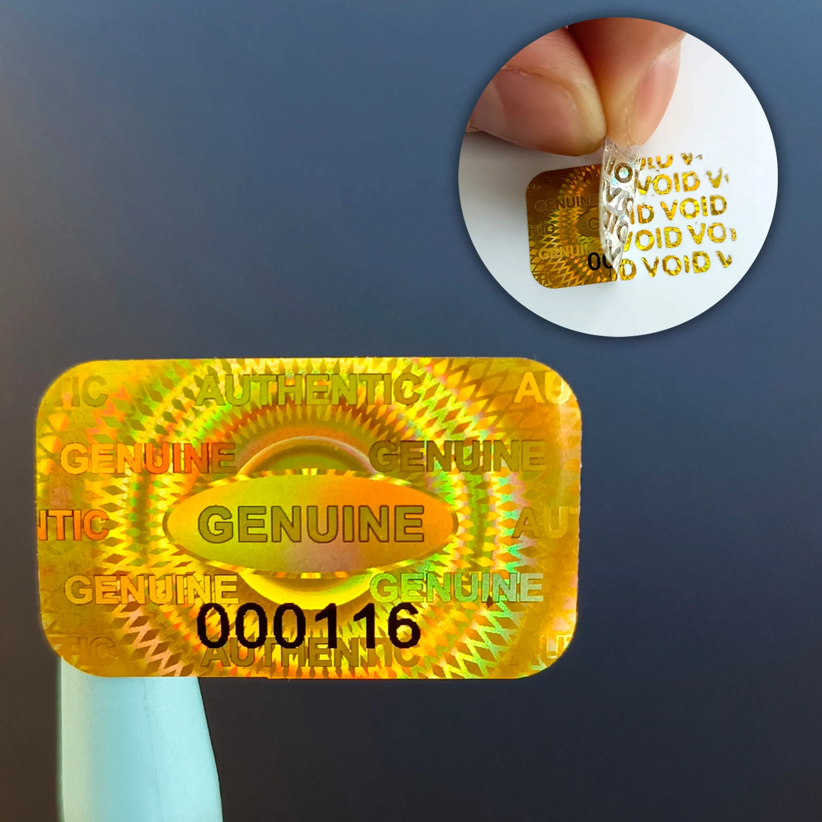 Pegatinas holográficas doradas a prueba de manipulaciones, garantía ...