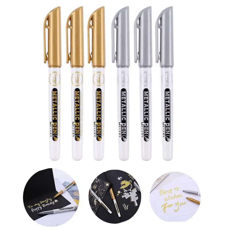 2-6Pcs-Gold-Silver-Metallic-Pen-Resin-Drawing-Pen-Acrylic-Paint ...