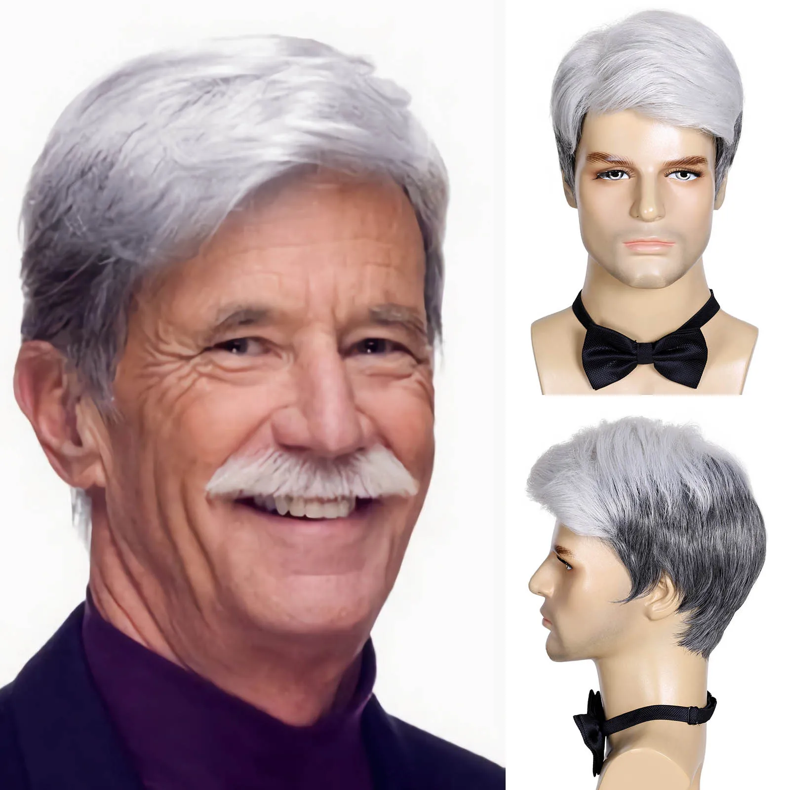 BCHR-Mens-Silver-White-Wig-Synthetic-Grey-Wigs-for-Old-Man-Male-s ...