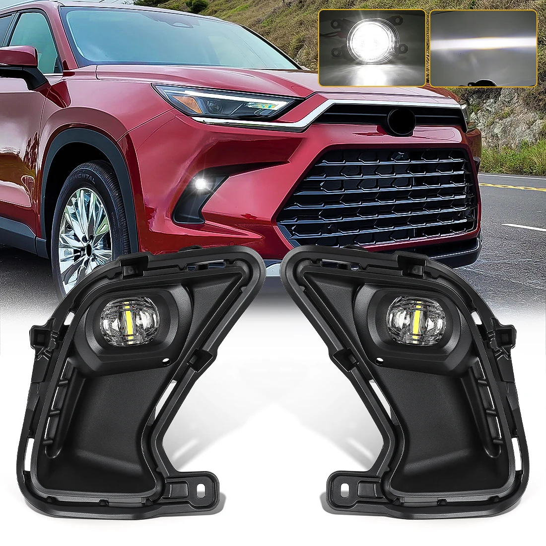 For Toyota Grand Highlander 2024 2025 LED Fog Lamp Headlight Kit Bezel ...