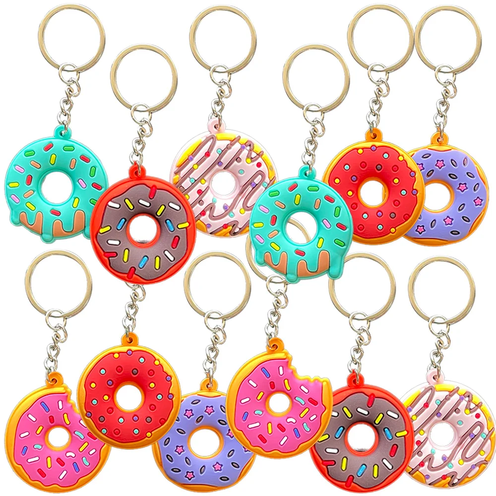 12-pcs-Dessert-Keychain-Donut-Key-Rings-Car-Key-Pendant-Sweet-Donut ...