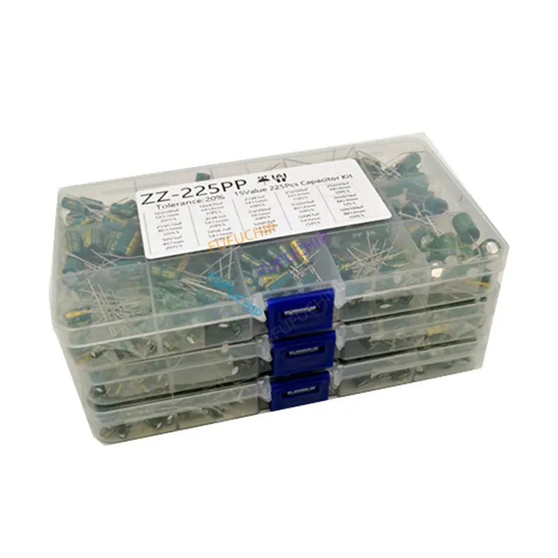 225pcs/box Capacitor Kit Aluminum Electrolytic Capacitors Set 15values ...