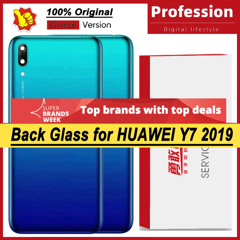 100% Original For Huawei Y7 2019 Back Battery Cover Housing Door Panel ...