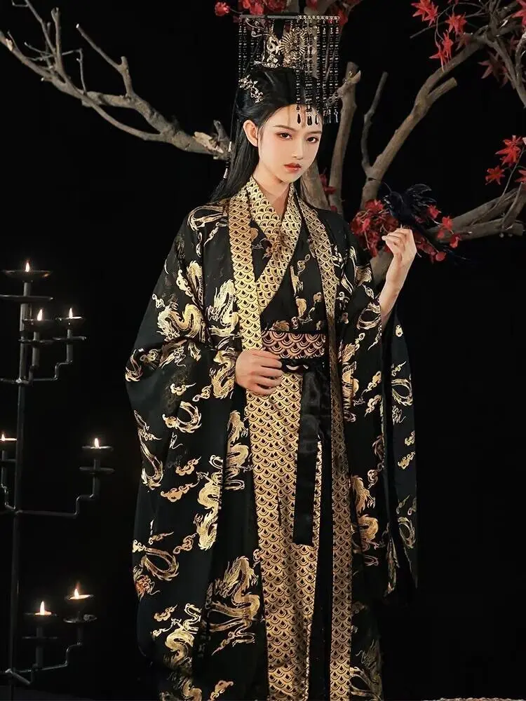 Vestido-Hanfu-negro-antiguo-chino-para-mujer-traje-de-Cosplay-de-reina ...