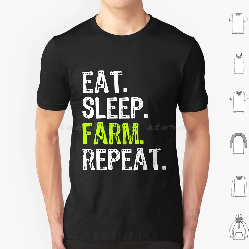 Eat Sleep Farm Repeat Farmer Farming T Shirt Big Size 100% Cotton Eat ...