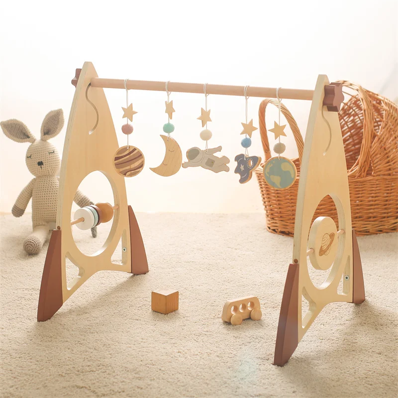 Baby-Wooden-Gym-Frame-Rocket-Model-Newborn-Play-Gym-Activity-Celestial ...