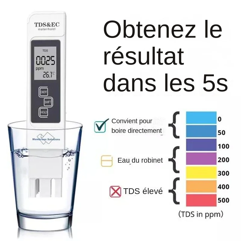 Testeur numérique de qualité de l'eau blanc, compteur TDS EC, plage 0 à ...