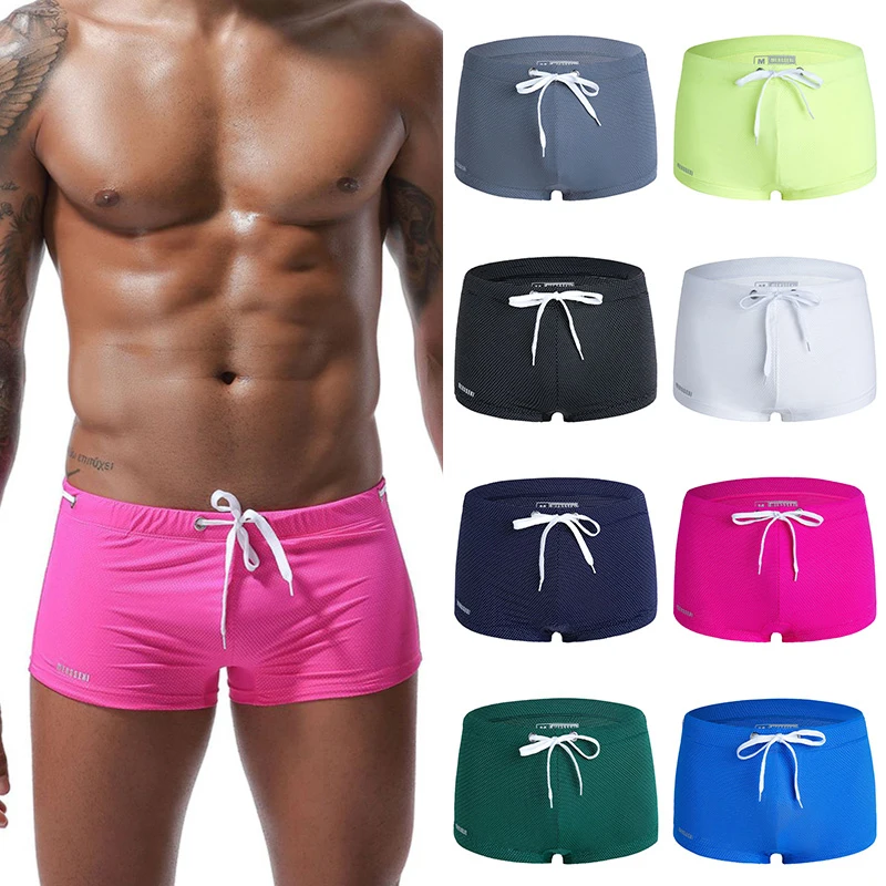 Summer Men's Swimwear Shorts Boxer Shorts Loose High Elastic Bottom ...