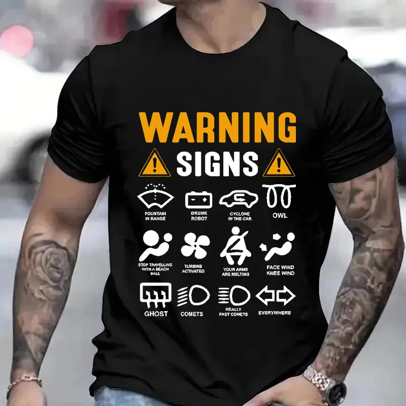 T-Shirt-for-Men-Clothing-Funny-Car-Warning-Signs-Design-Men-s-T-shirts ...