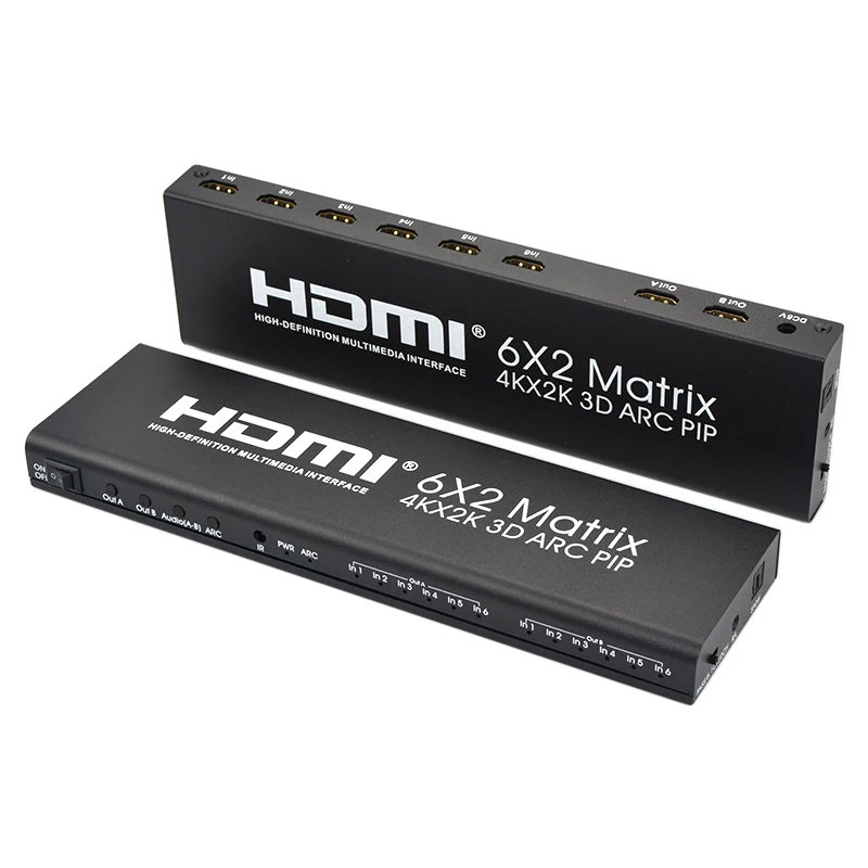 4K@30Hz 6x2 HDMI Matrix SPDIF ARC PIP Function HDMI Video Switcher ...