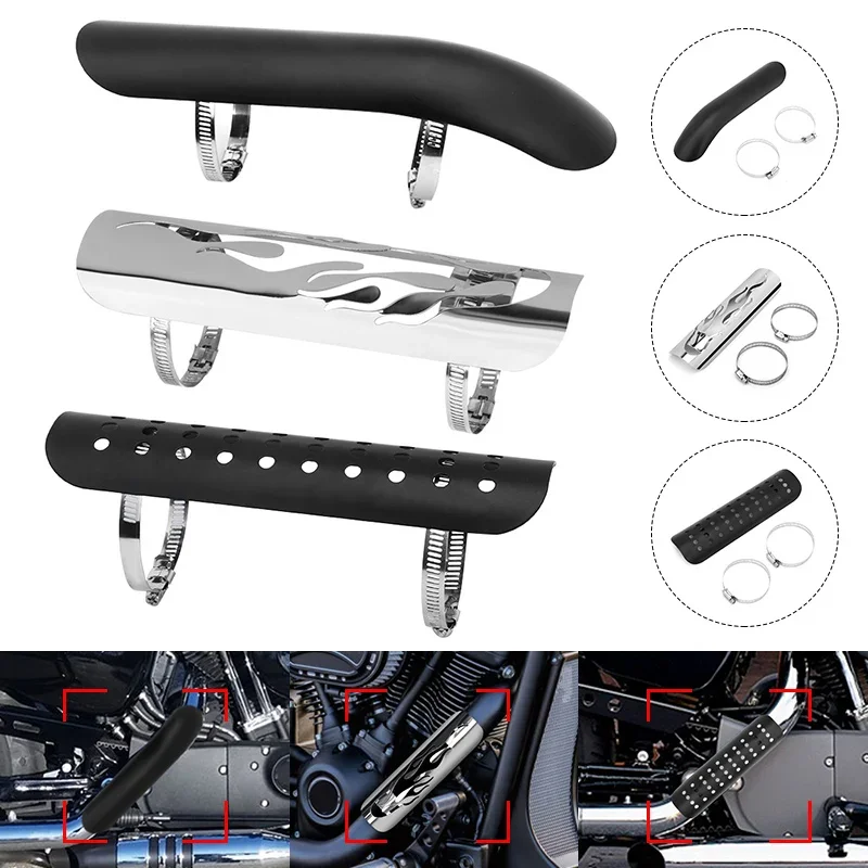 For Harley Honda Yamaha Custom Universal Motorcycle Exhaust Pipe Heat ...