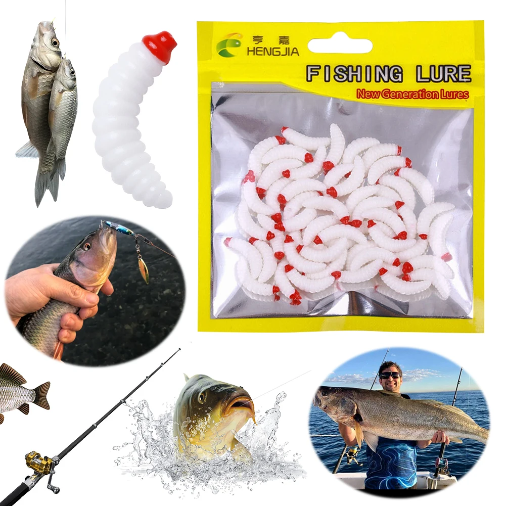 50Pcs-24mm-Artificial-Bread-Worm-Baits-Maggot-Grub-Soft-Fishing-Lure ...