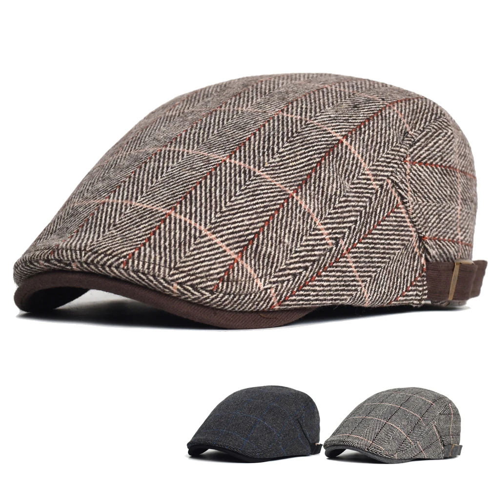 Newsboy Cap Men Women Four Seasons Vintage Herringbone Casual Stripe ...