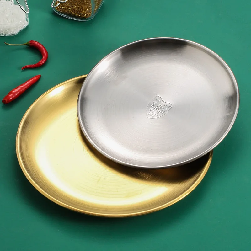 14CM-30CM-Stainless-Steel-Round-Dinner-Plate-Dessert-Feeding-Serving ...