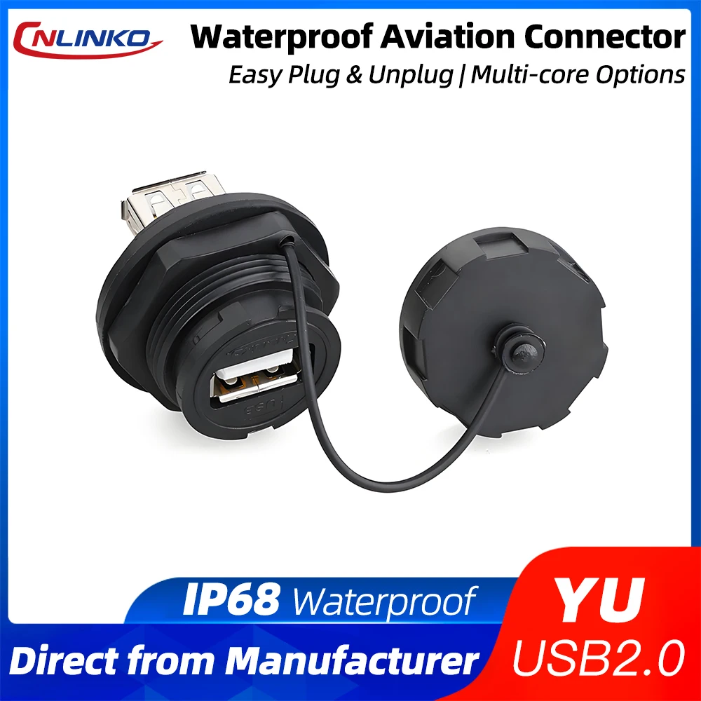 CNLINKO YUシリーズ USB 2.0 USB 3.0 防水ソケットコネクタ 産業用電気レセプタクルコネクタ メスソケットジャック ...