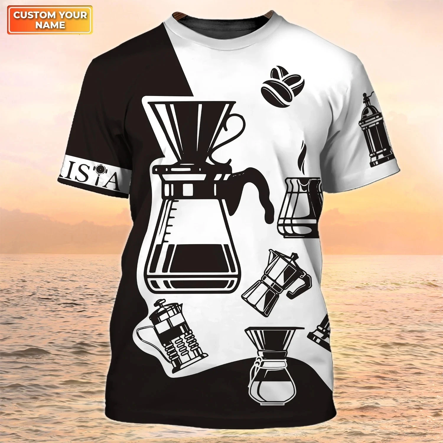 Fashionable New Personalized Coffee Shop Uniform Men's T-shirt Barista ...